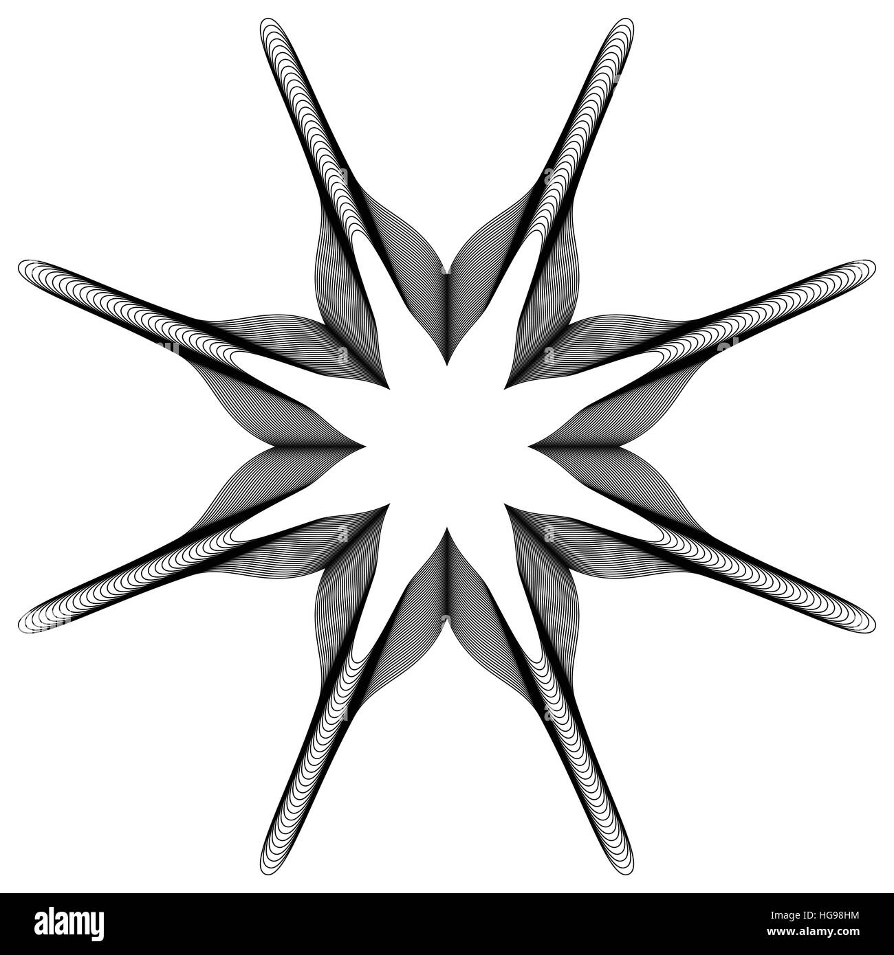 Circular geometric element(s), rotating radiating shapes on white Stock ...