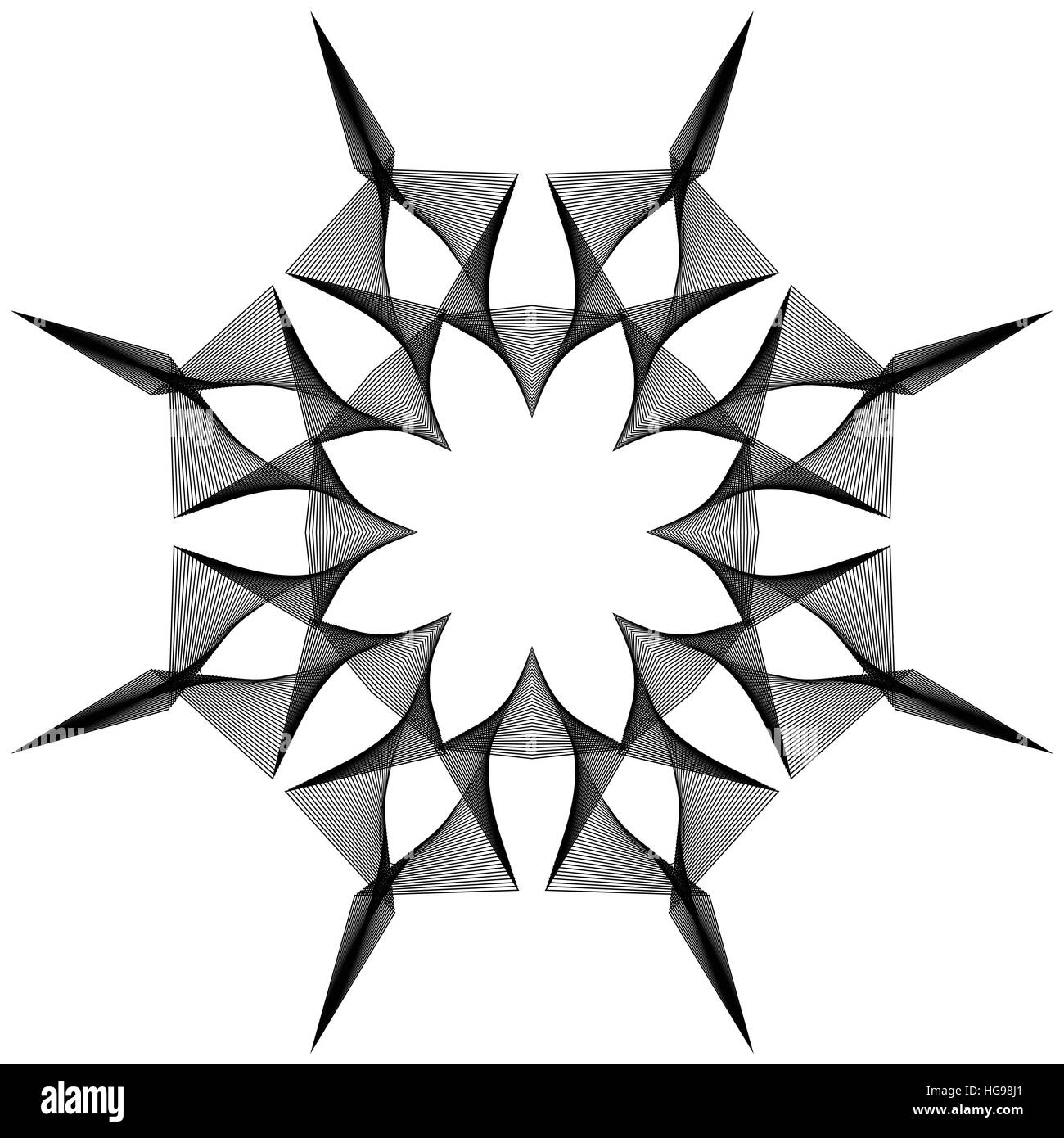 Circular geometric element(s), rotating radiating shapes on white Stock ...