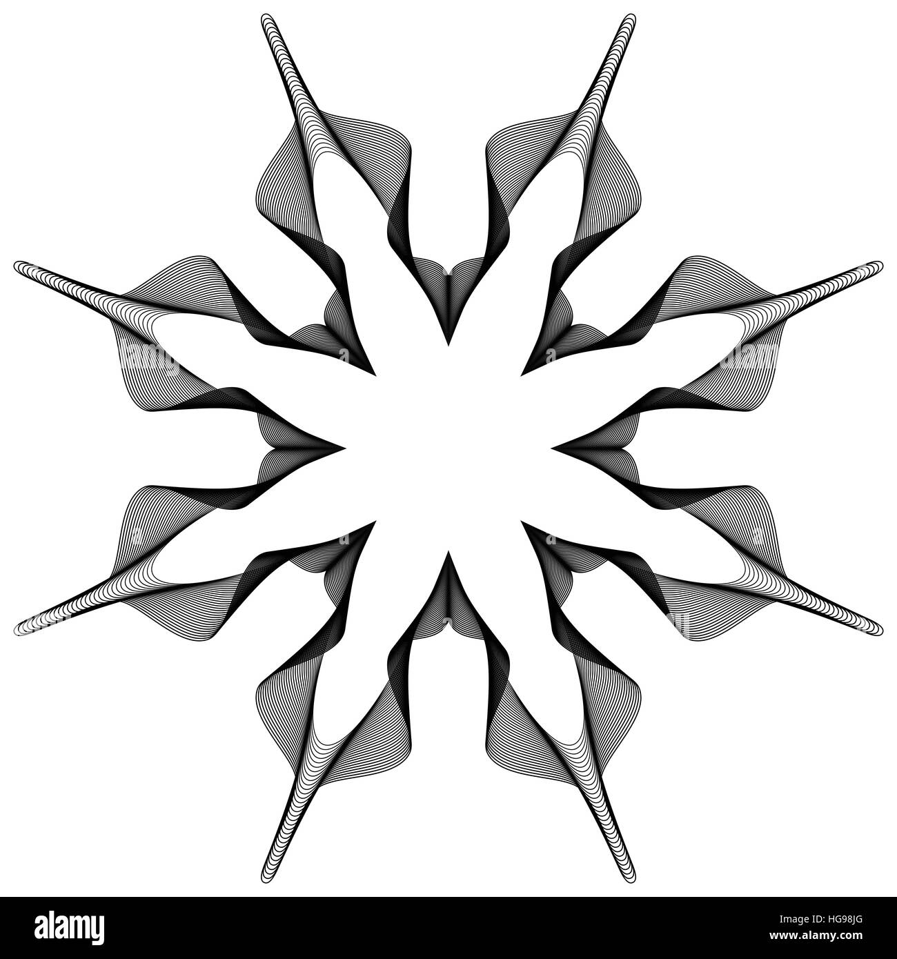 Circular geometric element(s), rotating radiating shapes on white Stock ...