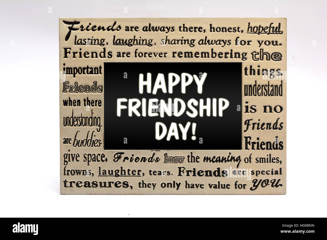 Happy Friendship Day in Friends Frame Border Stock Photo - Alamy