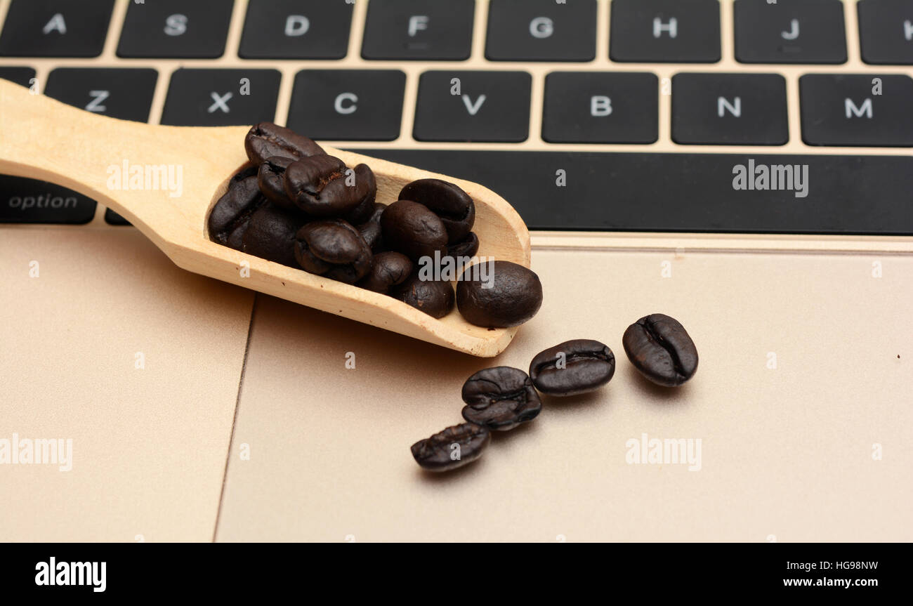 Laptop close up coffee spoon hi-res stock photography and images - Alamy