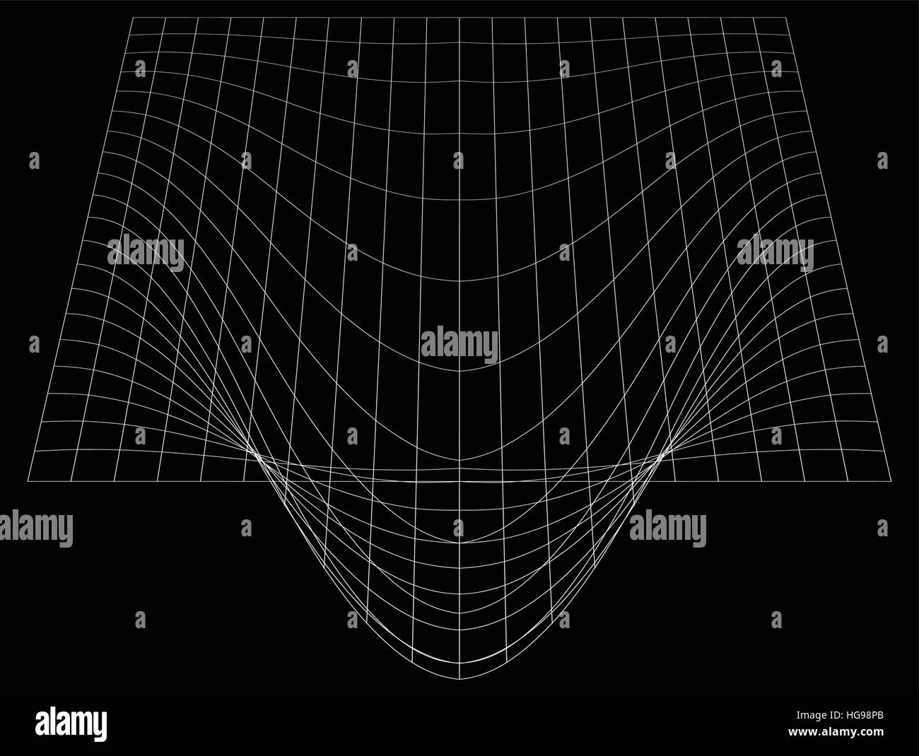 Bent grid in perspective. 3d mesh with convex distortion Stock Vector ...