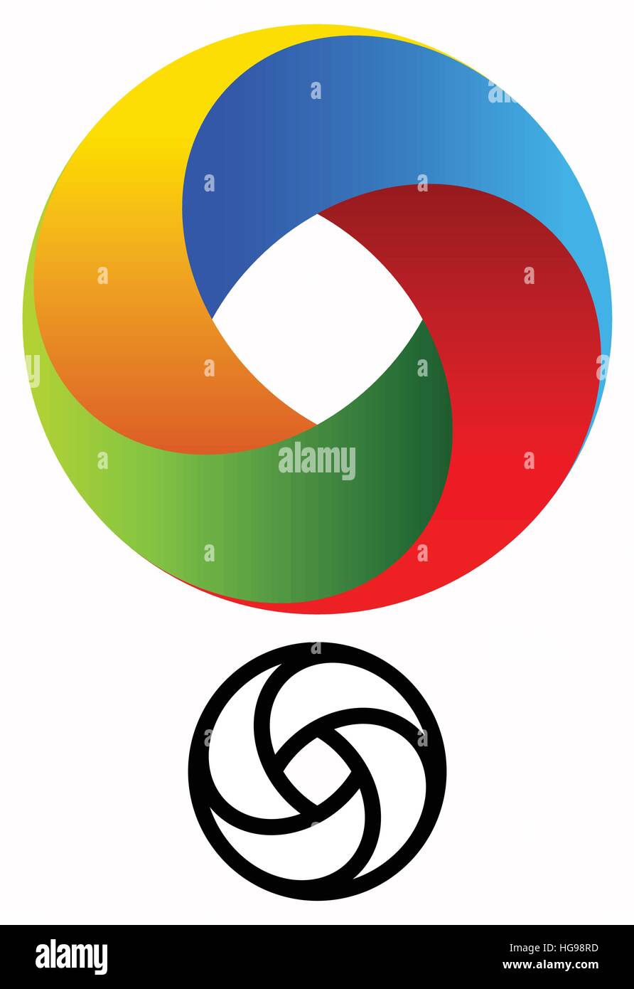 Colorful circular logo for technology concepts with contour version ...