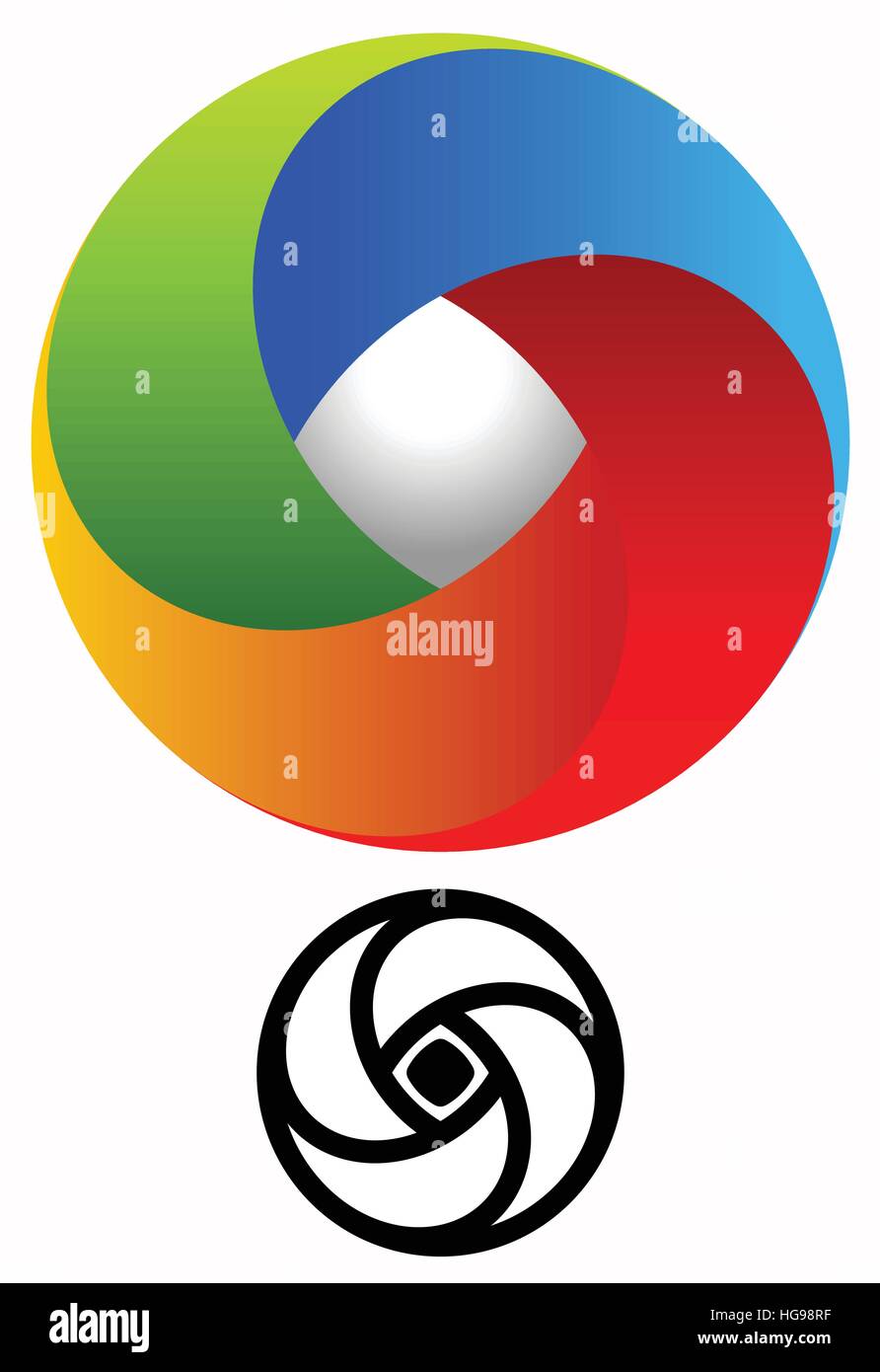 Colorful circular logo for technology concepts with contour version ...