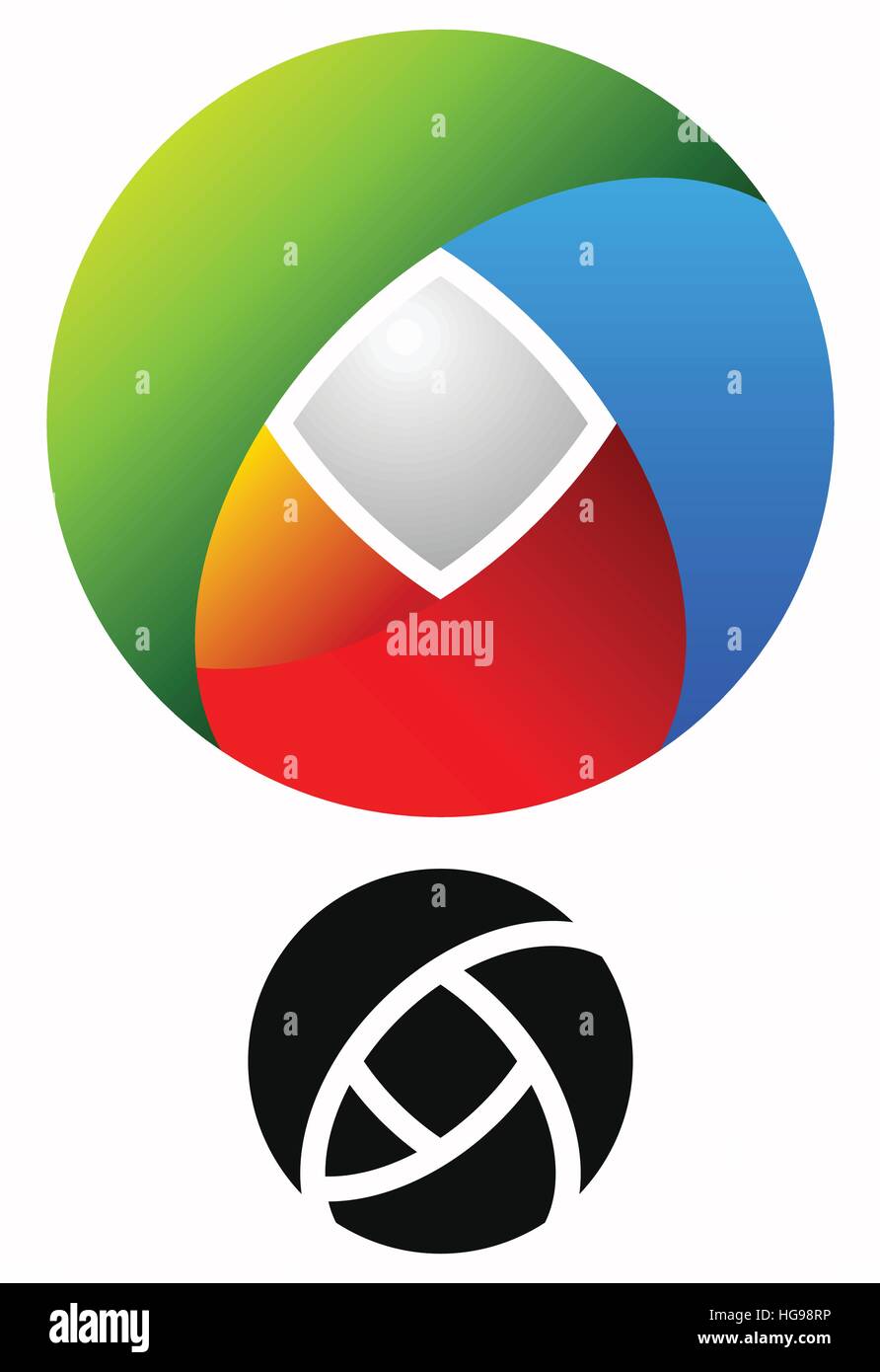 Colorful circular logo for technology concepts with contour version ...