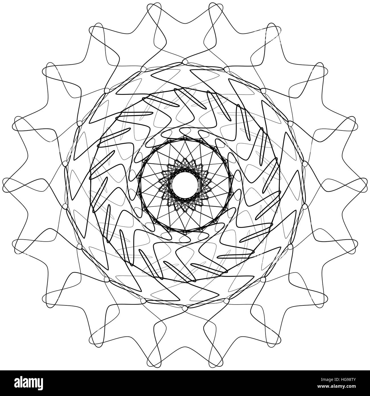 Circular geometric element(s), rotating radiating shapes on white Stock ...