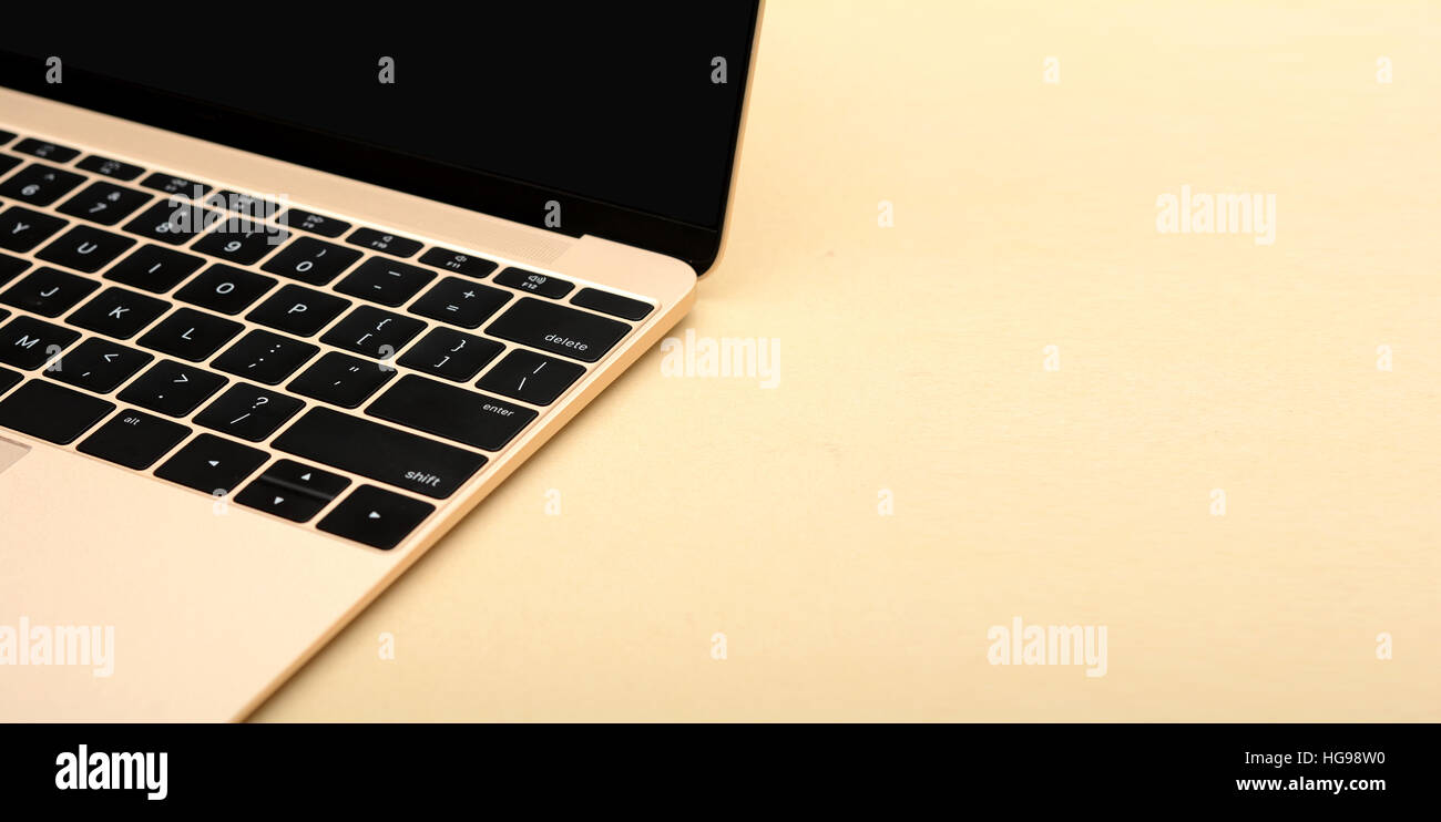 Laptop Keyboard on gold Banner header Template Stock Photo - Alamy