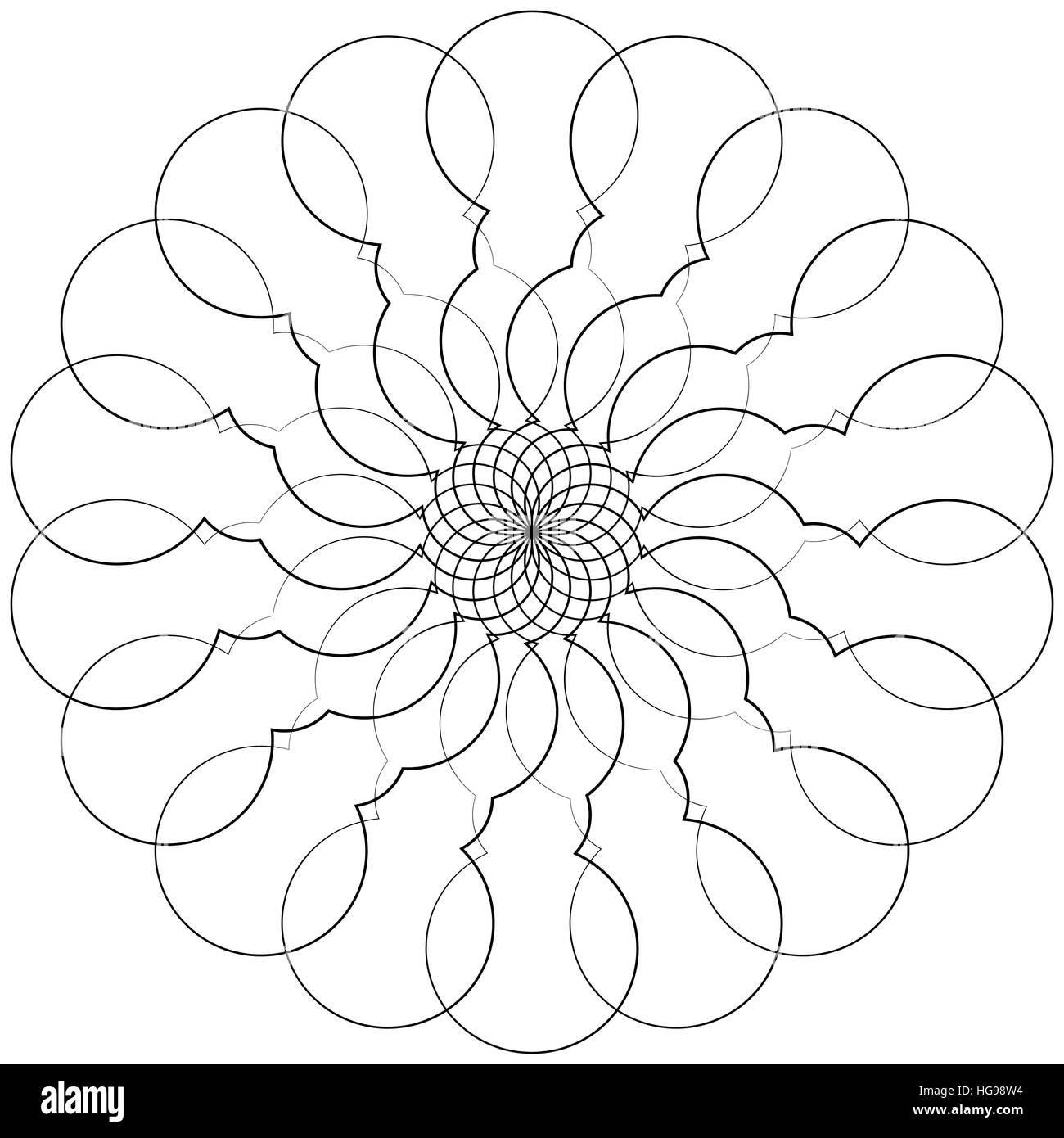 Circular geometric element(s), rotating radiating shapes on white Stock ...