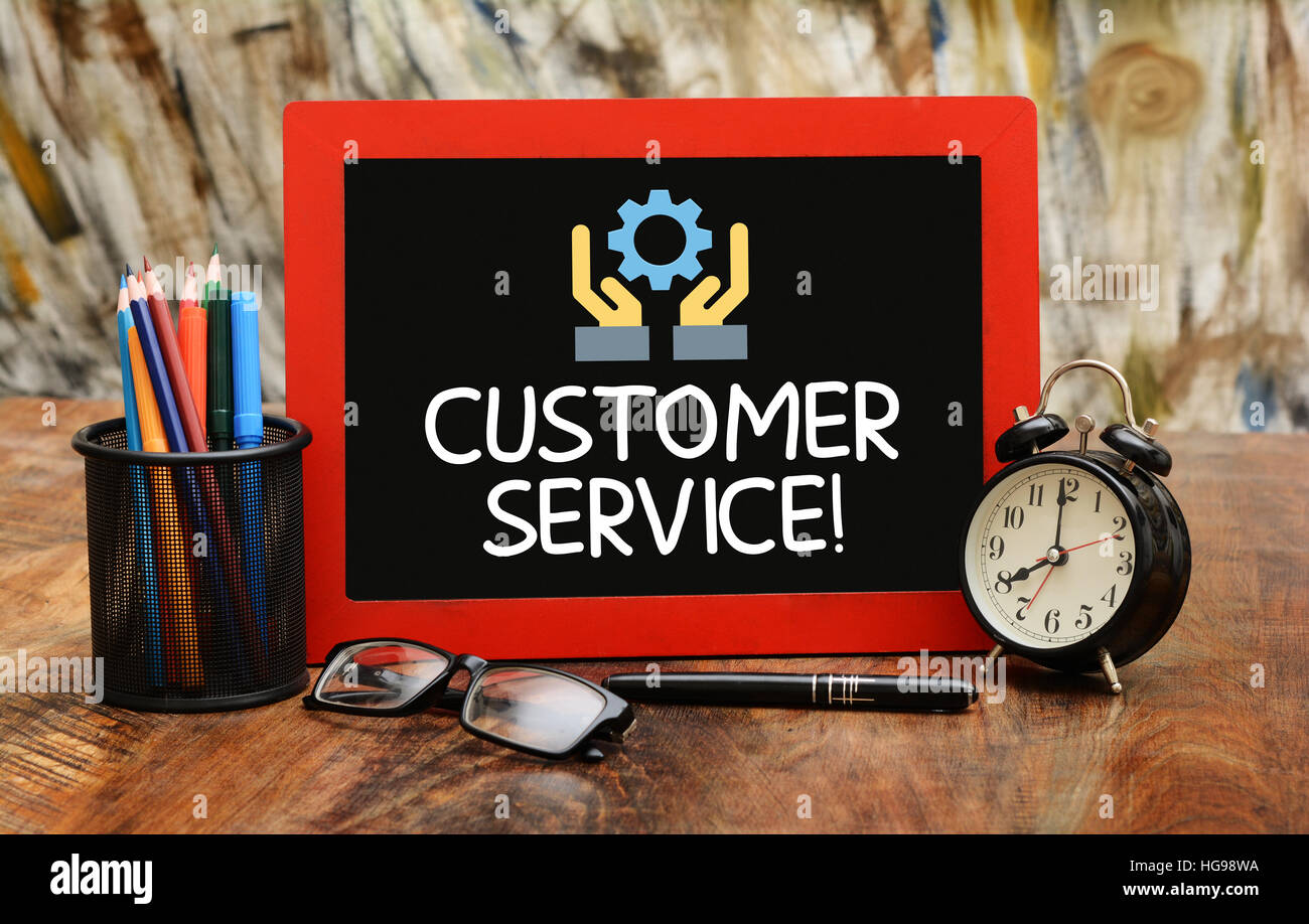 Customer Services Concept with icons on Notice Board Stock Photo - Alamy