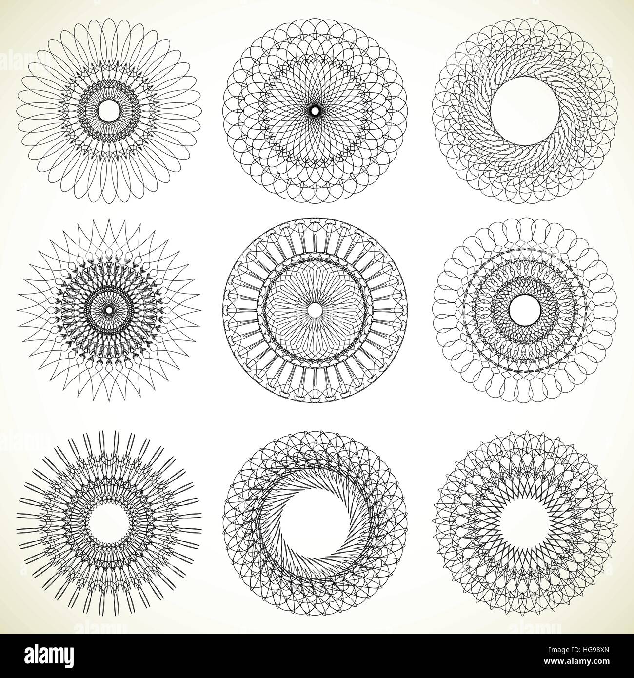Circular geometric element(s), rotating radiating shapes on white Stock ...