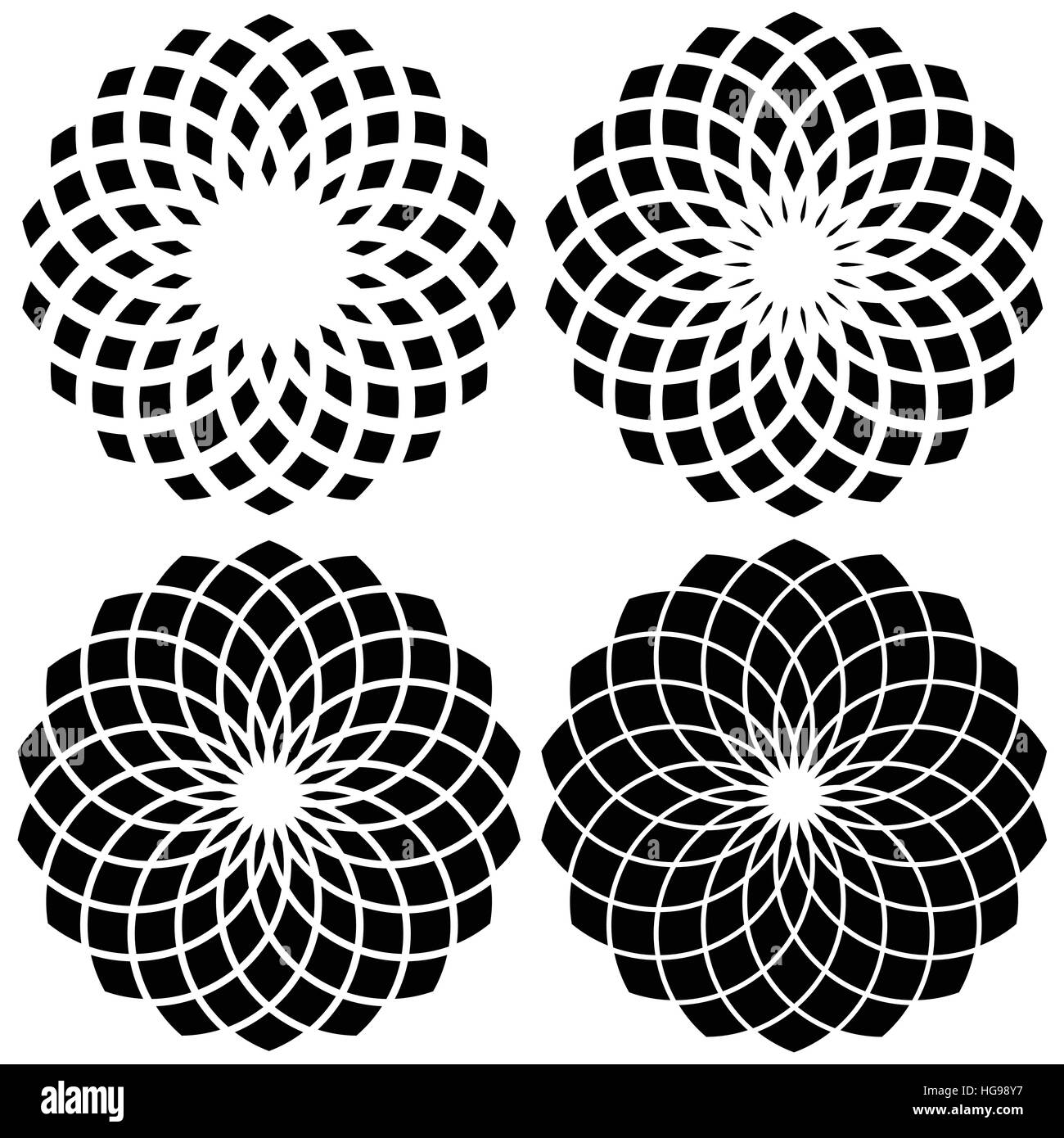 Circular geometric element(s), rotating radiating shapes on white Stock ...