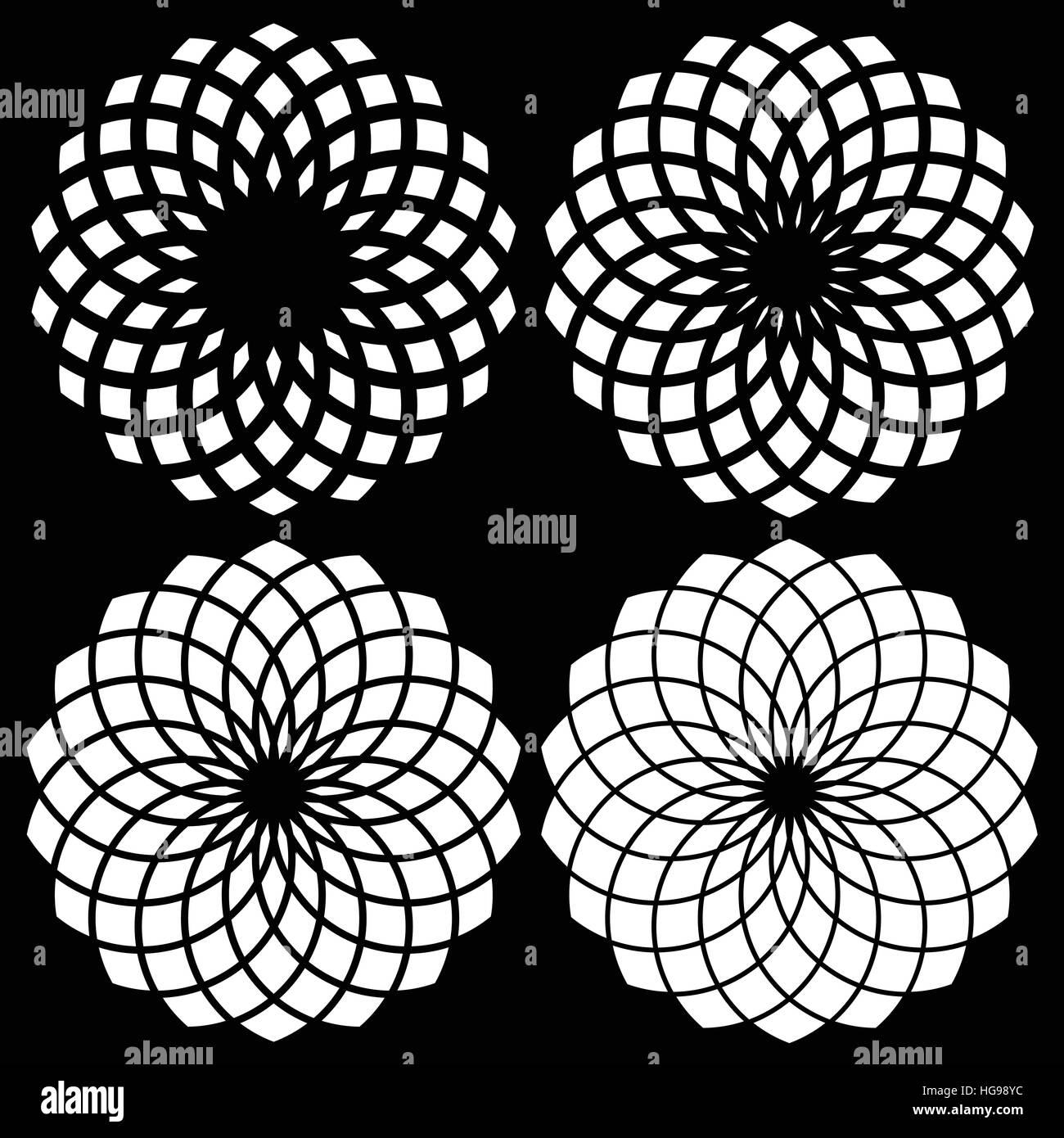 Circular geometric element(s), rotating radiating shapes on white Stock ...