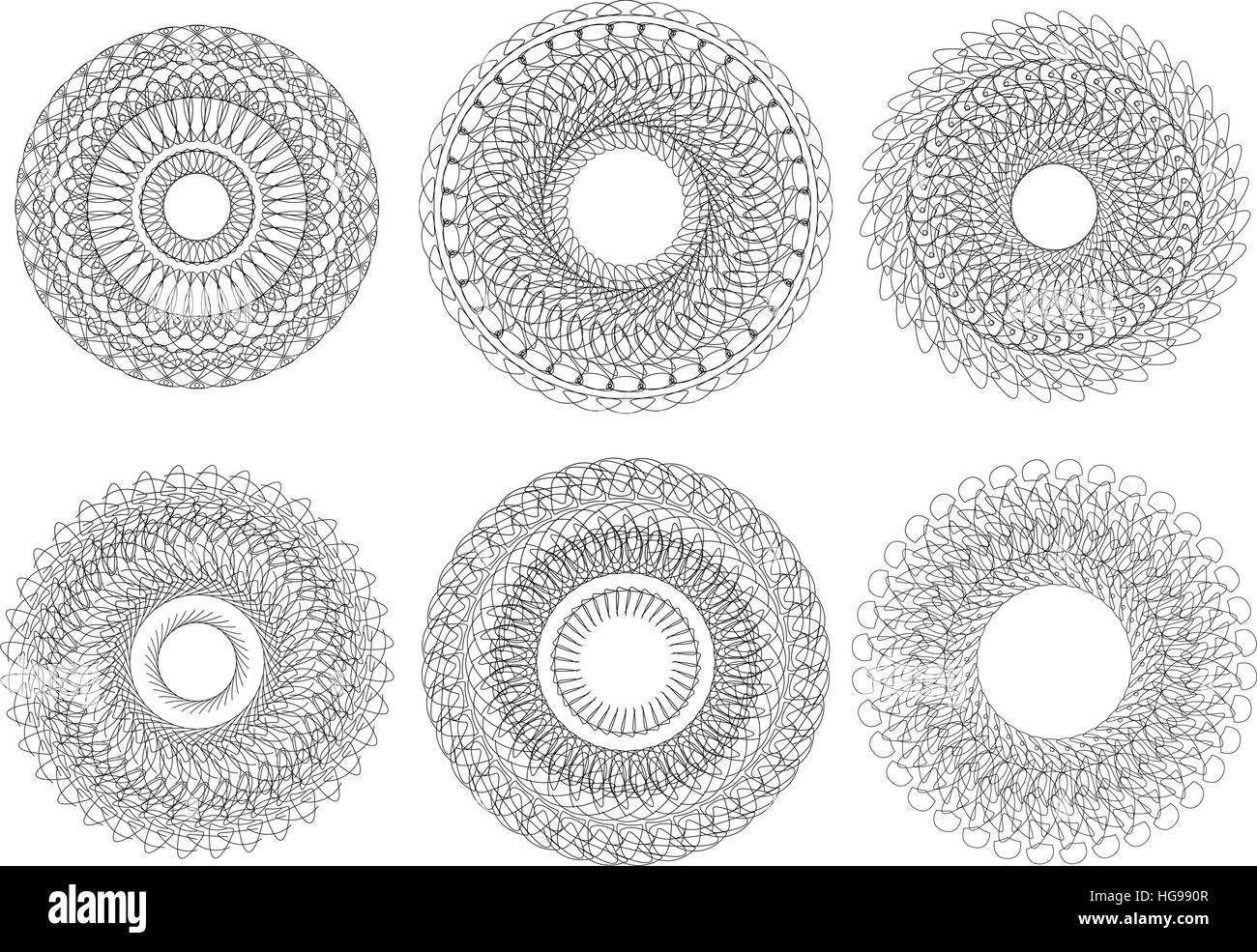 Circular geometric element(s), rotating radiating shapes on white Stock ...