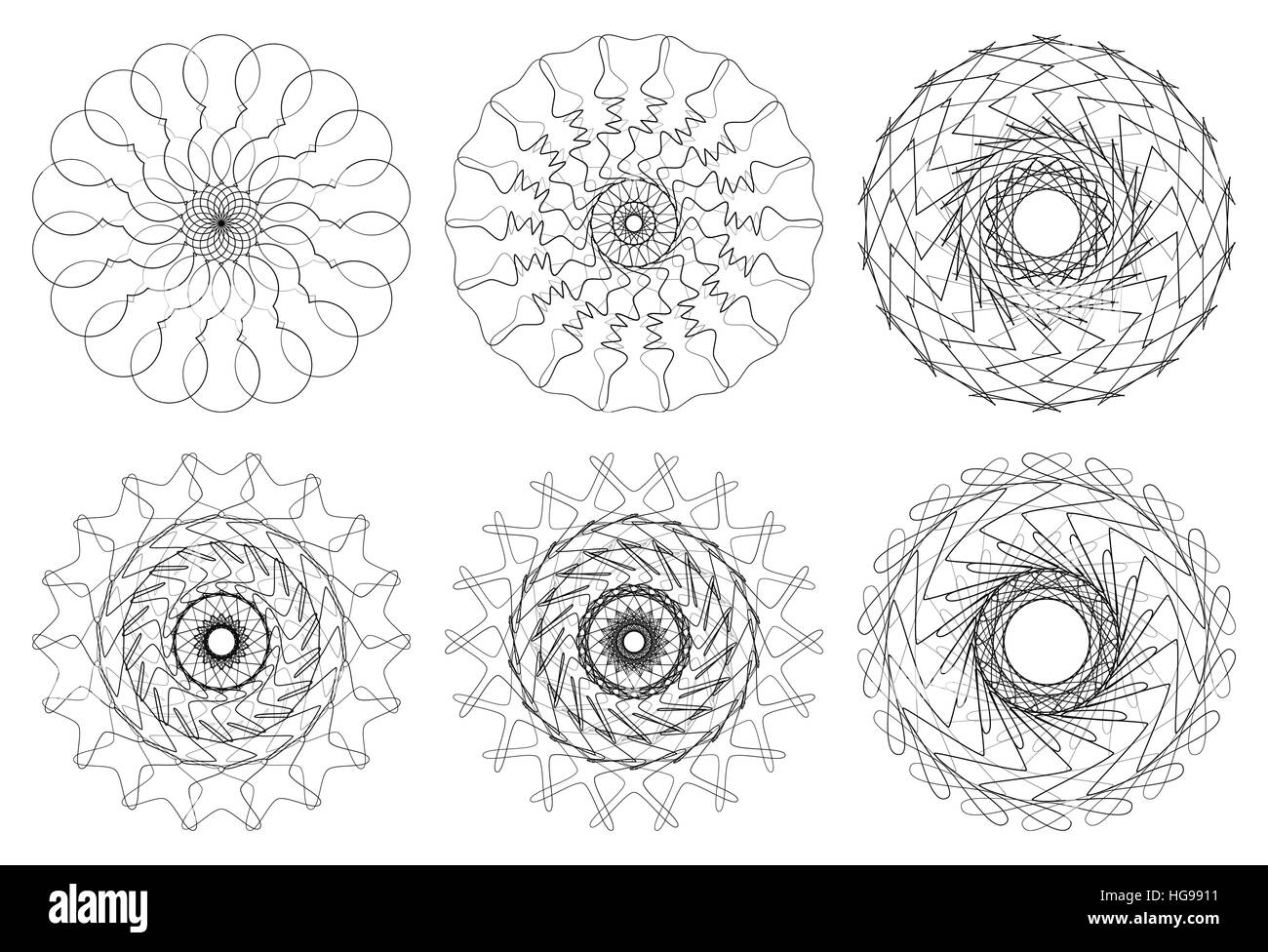 Circular geometric element(s), rotating radiating shapes on white Stock ...