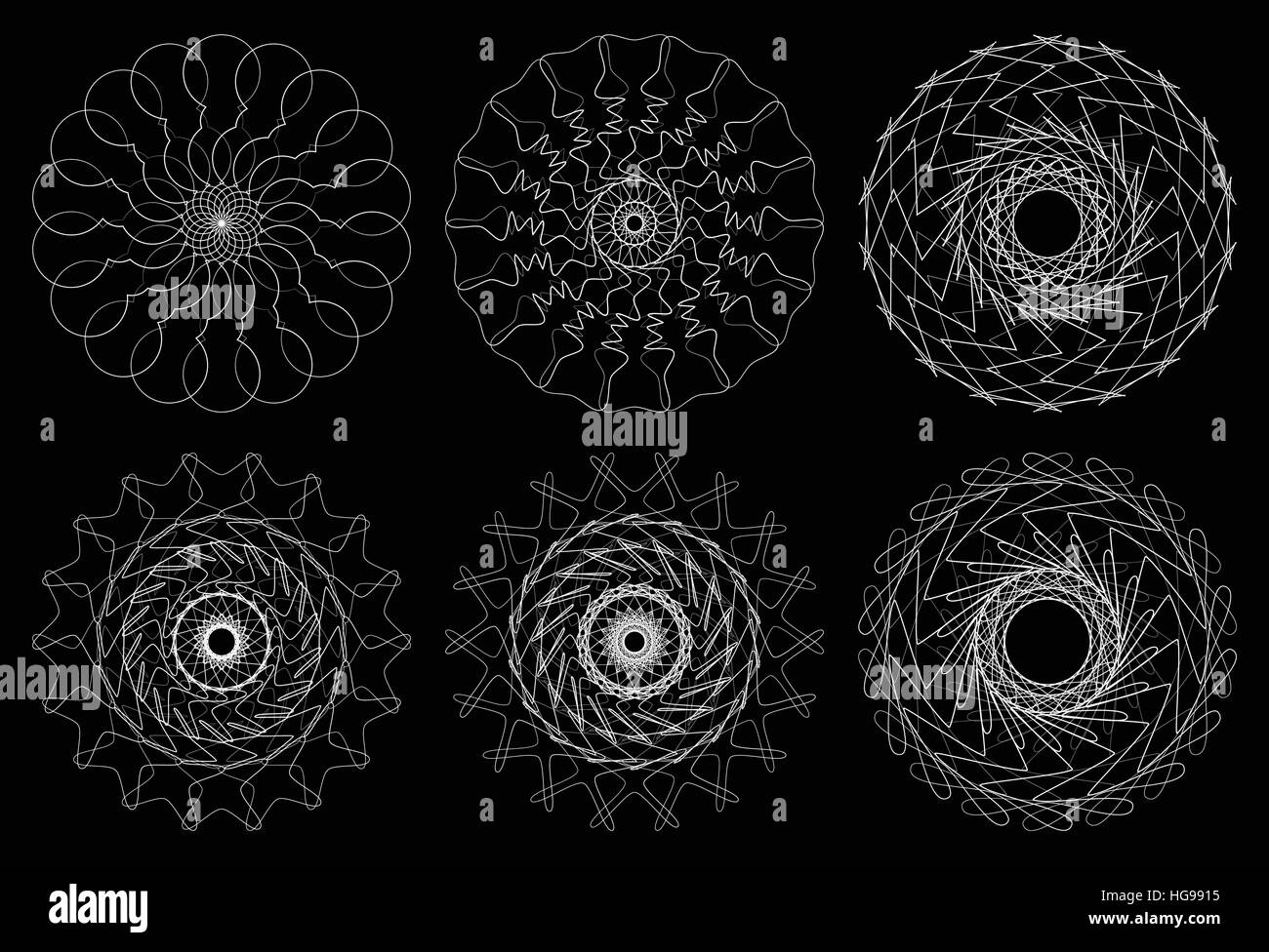 Circular geometric element(s), rotating radiating shapes on white Stock ...