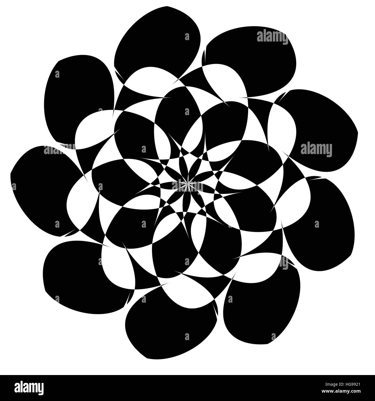 Circular geometric element(s), rotating radiating shapes on white Stock ...