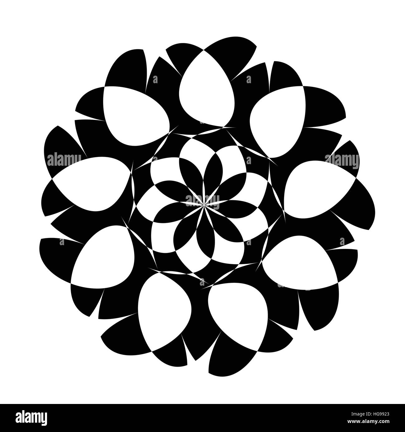 Circular geometric element(s), rotating radiating shapes on white Stock ...