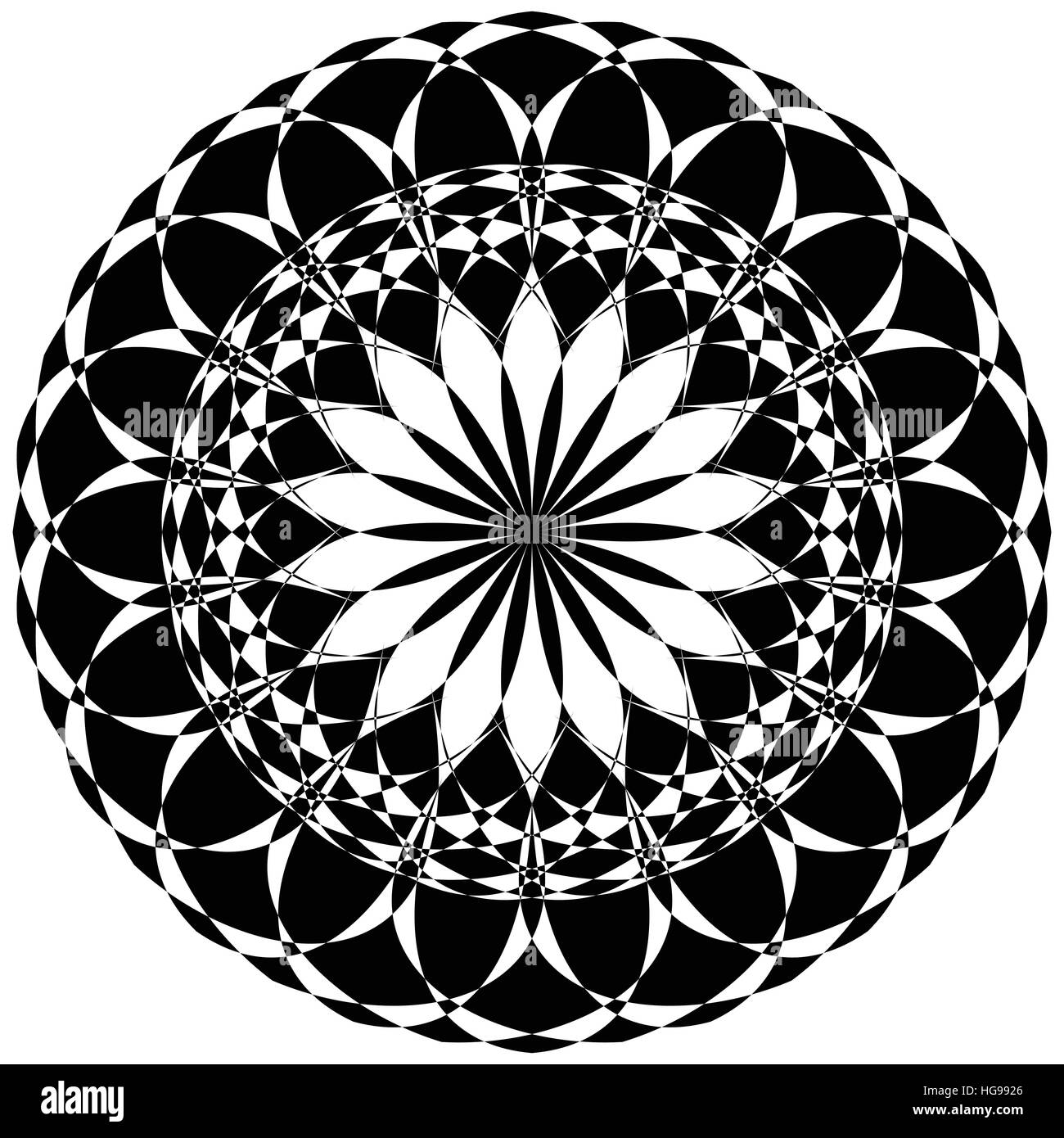 Circular geometric element(s), rotating radiating shapes on white Stock ...