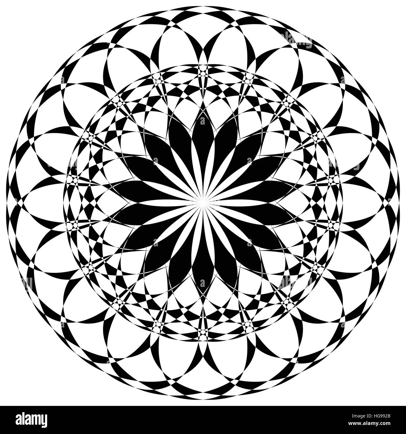 Circular geometric element(s), rotating radiating shapes on white Stock ...