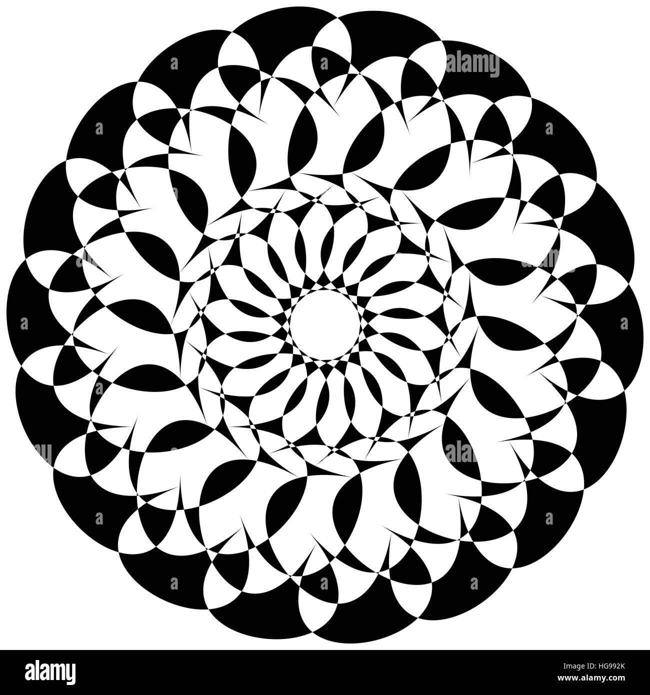 Circular geometric element(s), rotating radiating shapes on white Stock ...
