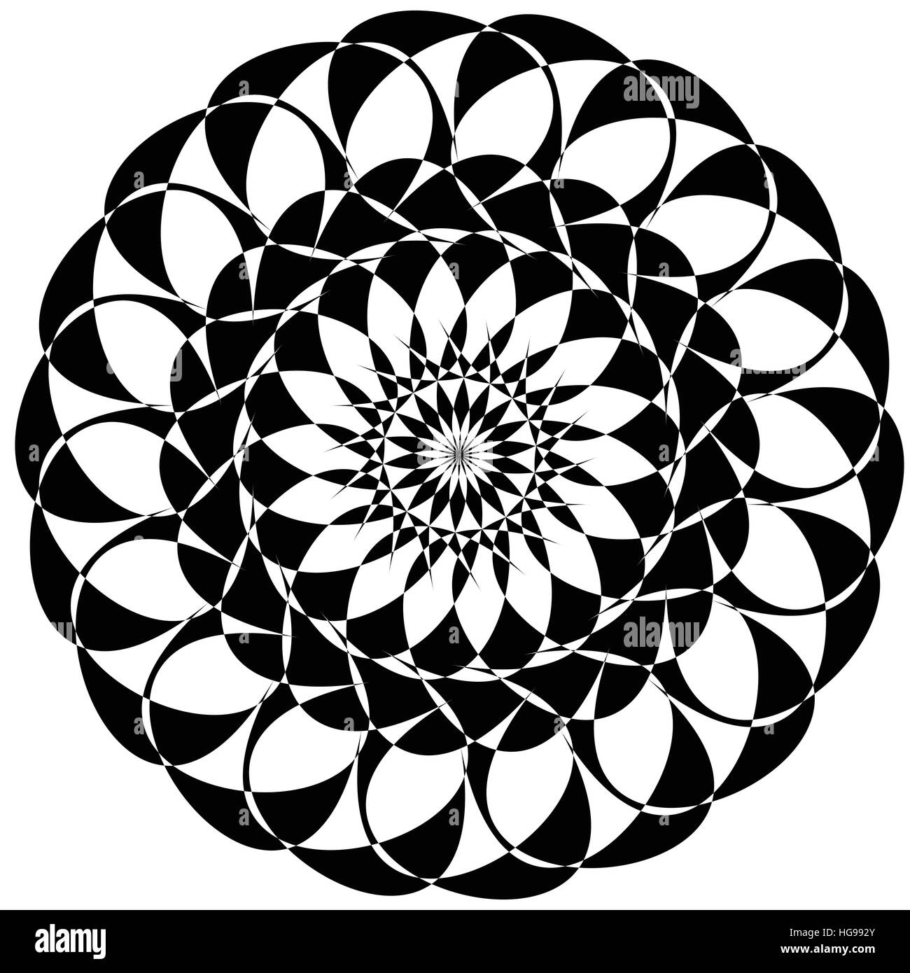 Circular geometric element(s), rotating radiating shapes on white Stock ...