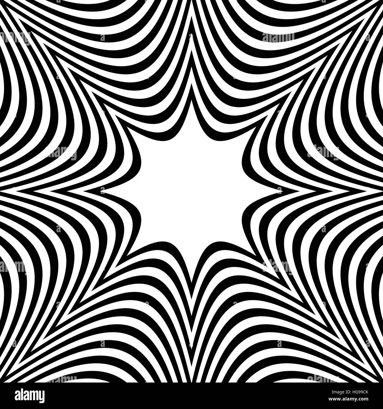 Radial geometric graphic with distortion effect. Irregular radiating ...