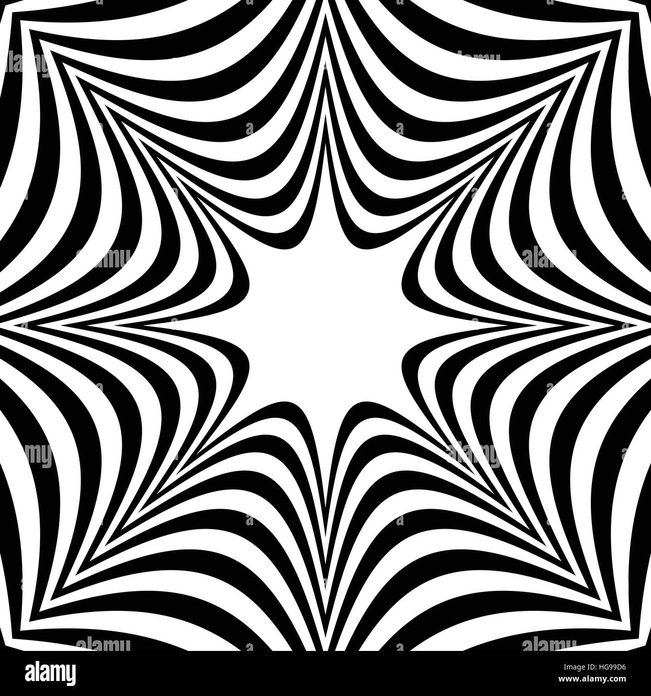Radial geometric graphic with distortion effect. Irregular radiating ...