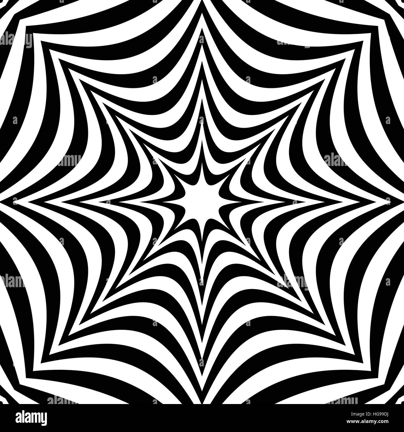 Radial geometric graphic with distortion effect. Irregular radiating ...