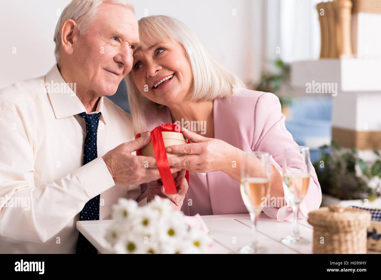 Two joyful senior people sharing a pleasant moment Stock Photo - Alamy