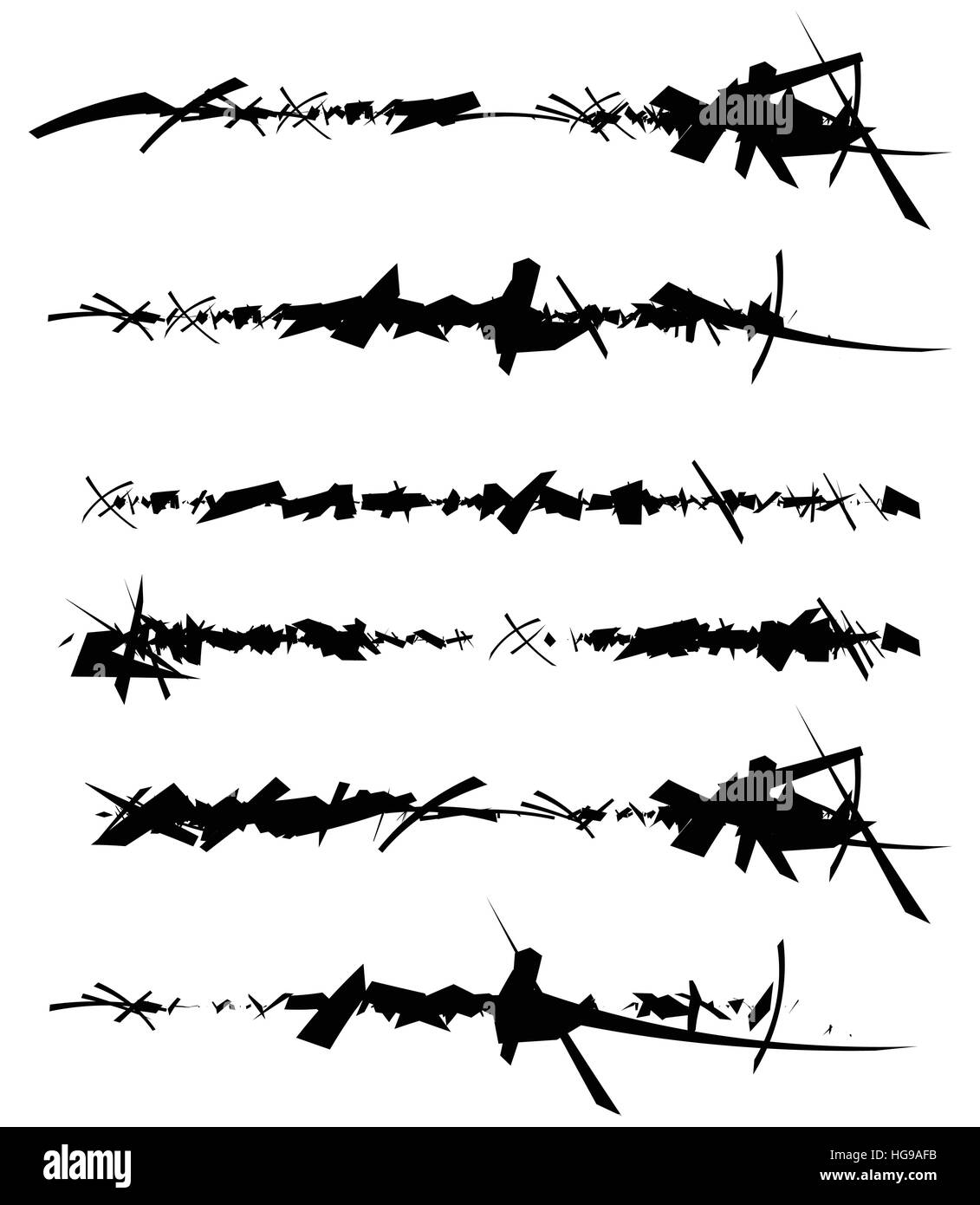 Set of textured brush strokes. Slash, damage effects Stock Vector Image ...