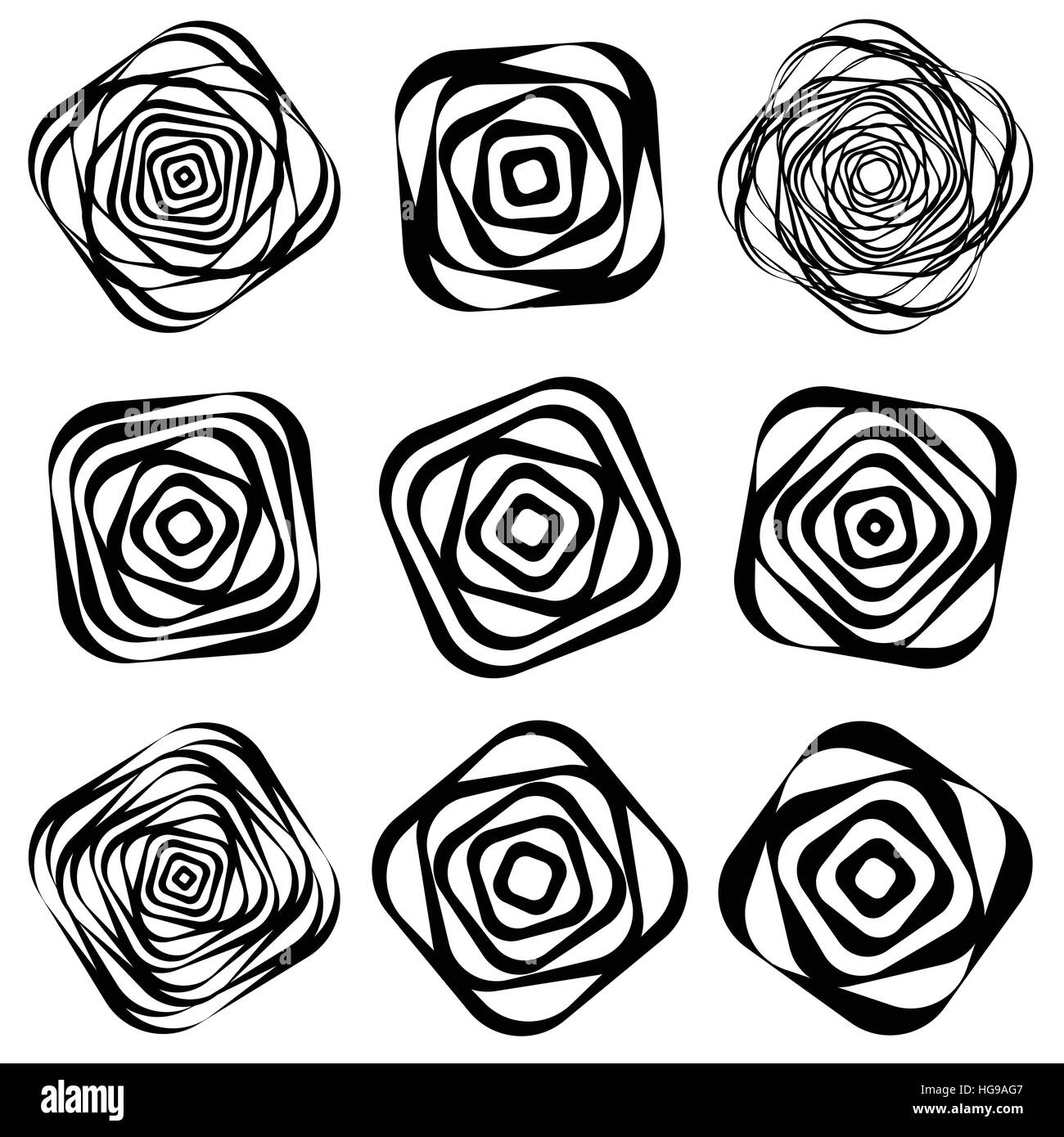 Monochrome spiral, twirl element. Geometric rotating shape Stock Vector ...