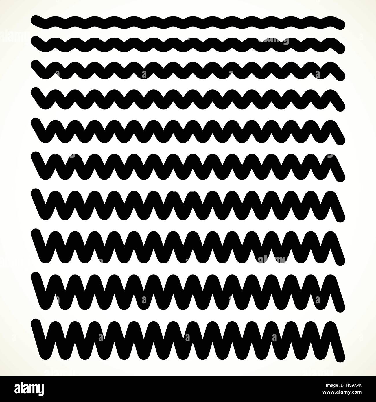 Set of wavy, zigzag horizontal lines, dividers Stock Vector Image & Art ...