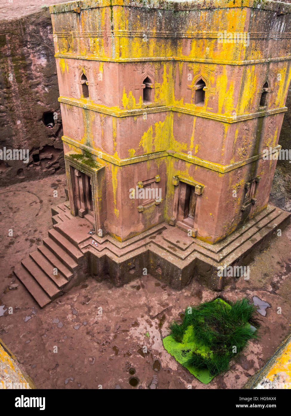 Church of Saint George (Bete Giyorgis), Lalibela, Ethiopia. Wide angle ...