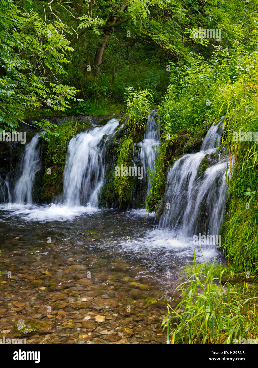 Waterfall on the River Lathkill in the Peak District National Park ...