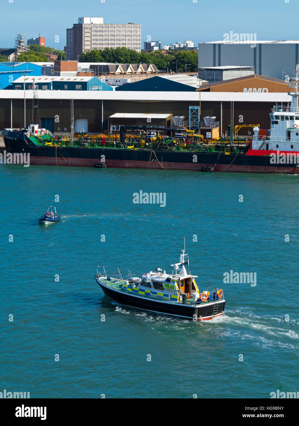 Police patrol vessel in Portsmouth Harbour a large port in Hampshire ...