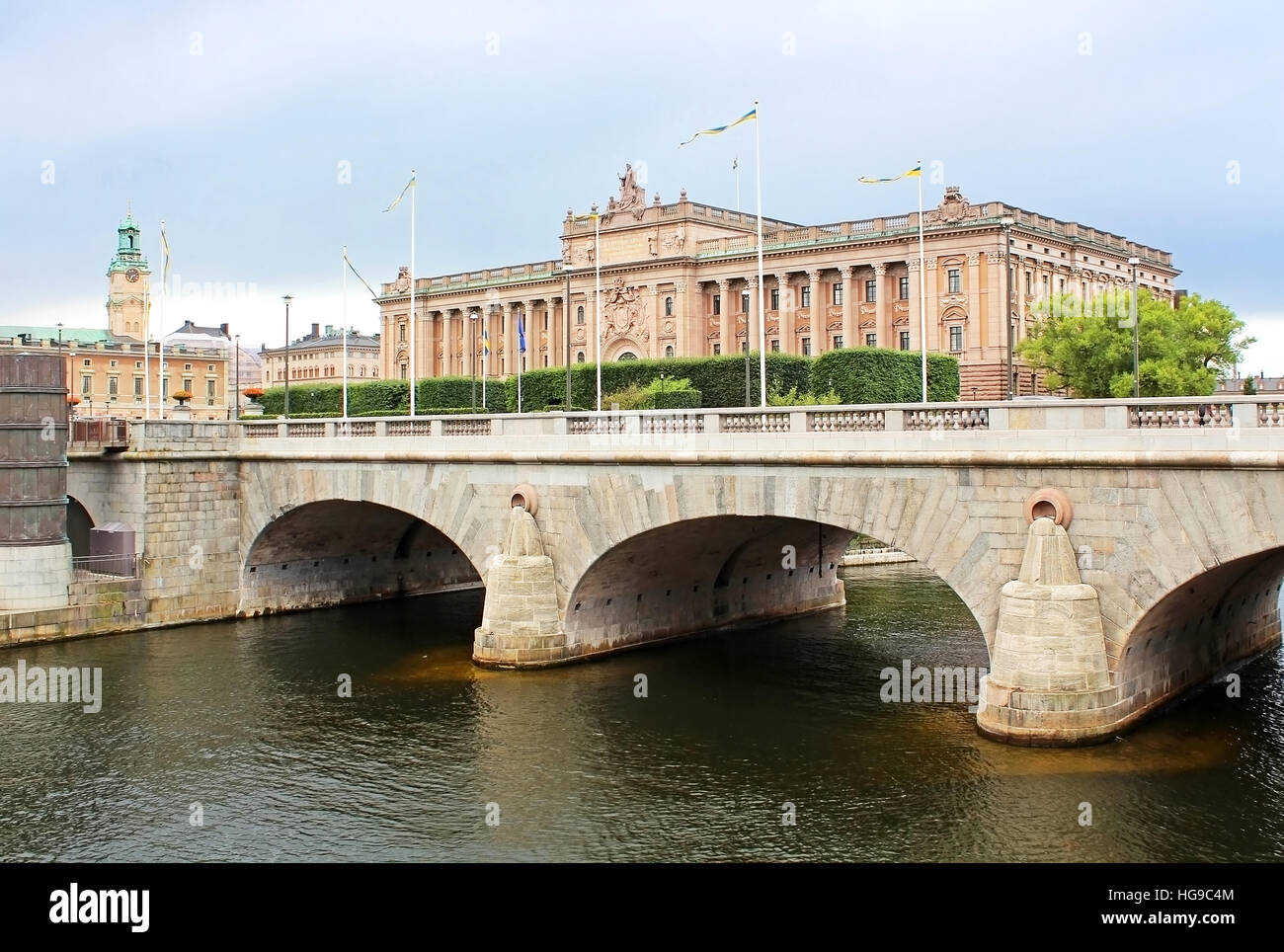 Riksdag (Parliament) Building and Norrbro (North) Bridge, Stockholm ...