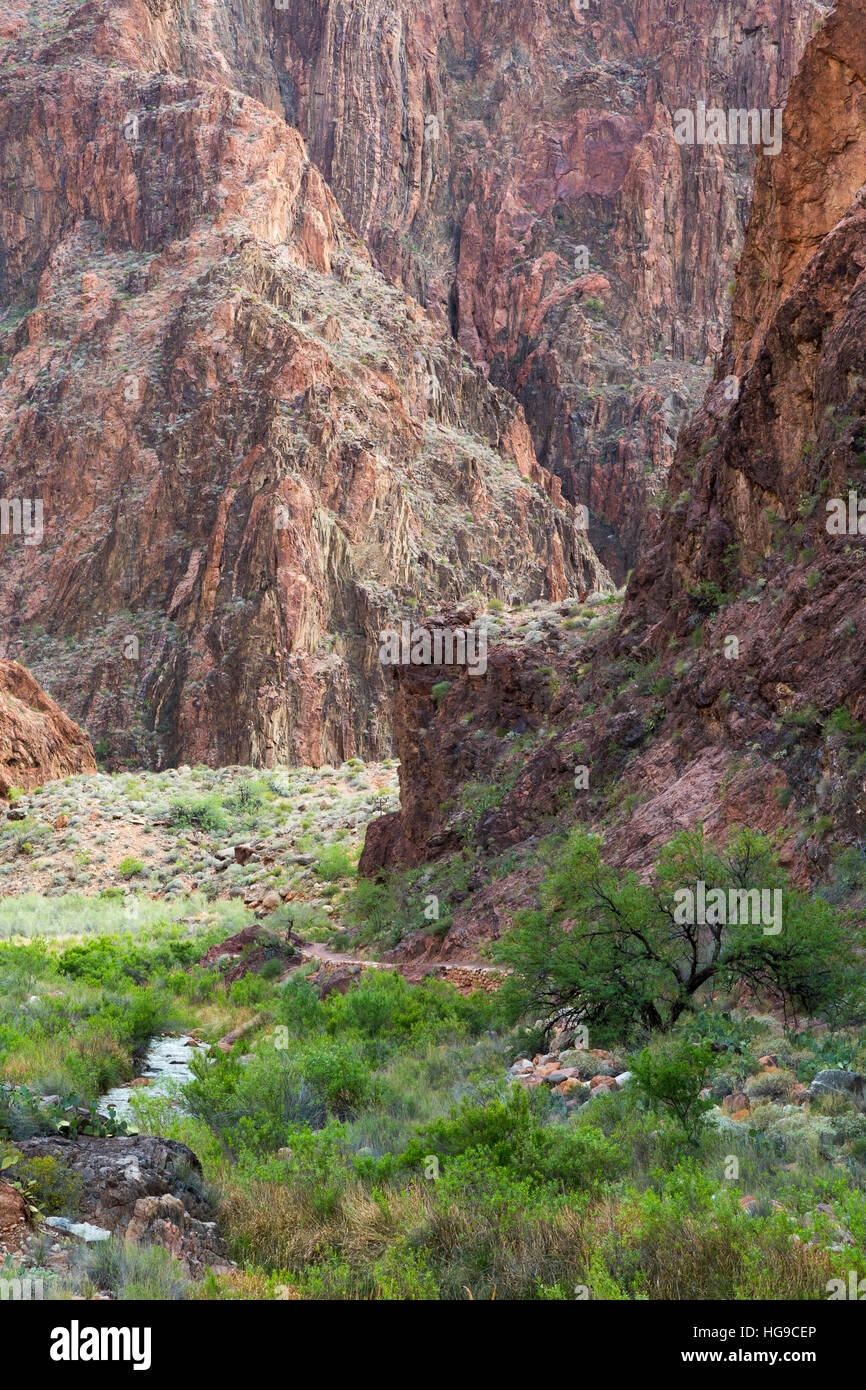 The Vishnu Basement Rocks rising up behind the North Kaibab Trail and ...