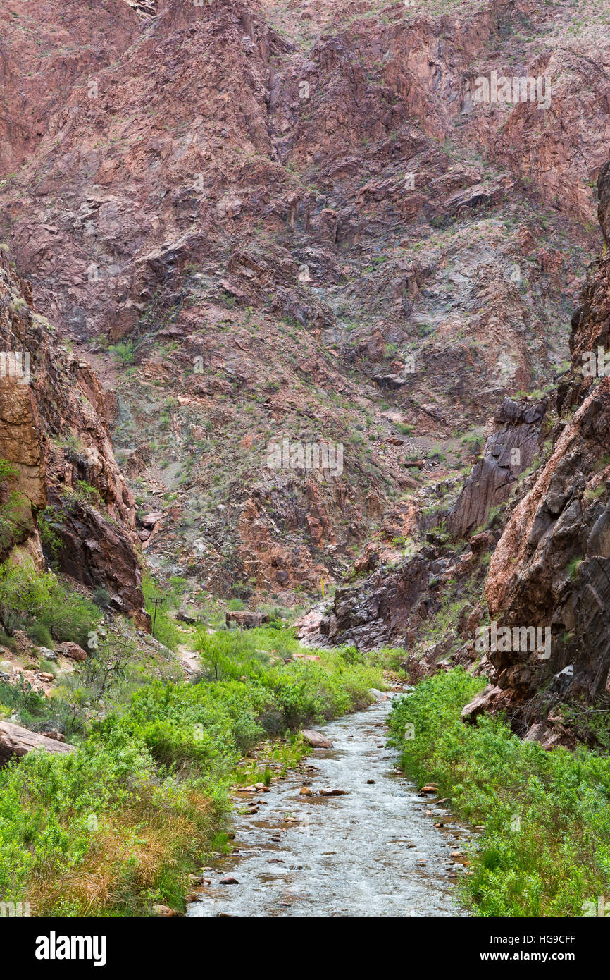 Bright Angel Creek and North Kaibab Hiking Trail winding through the ...