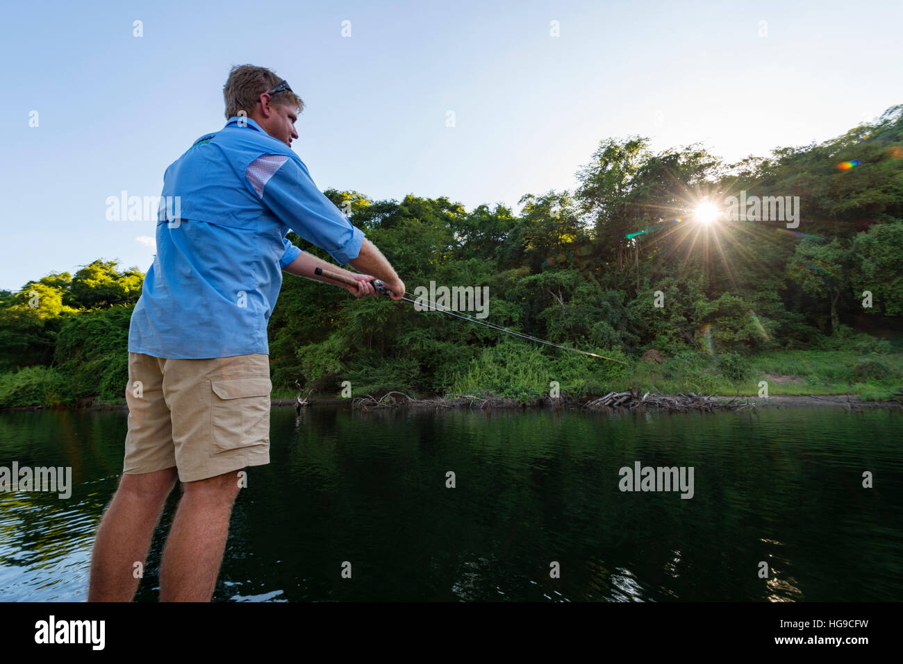 Fishing angling bream tiger Zambezi River Zimbabwe Stock Photo - Alamy