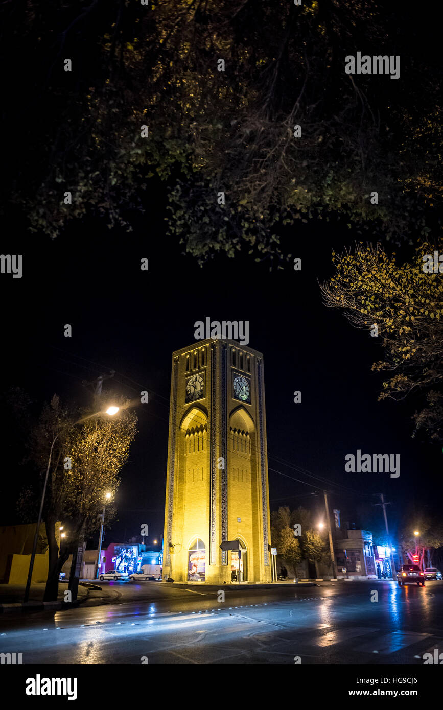 Clock Tower on Imam street in Yazd city, Iran (not to be confused with ...