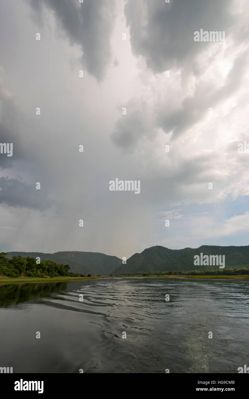 Sunset Zambezi River clouds Zimbabwe rain storm Stock Photo - Alamy