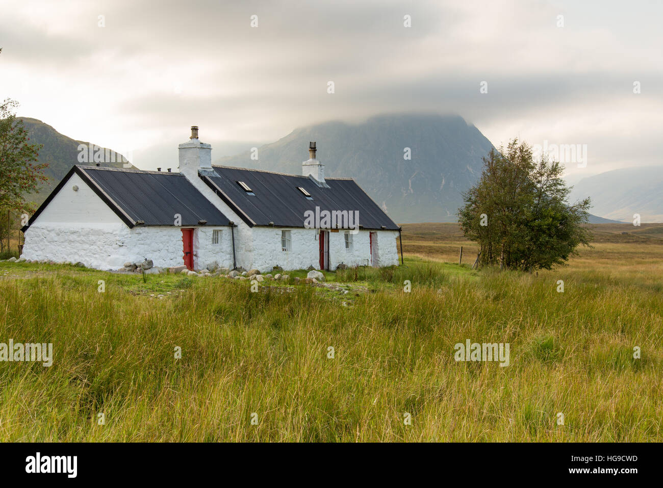 House in mountains of scotland, rannoch moor, glencoe, UK Stock Photo ...