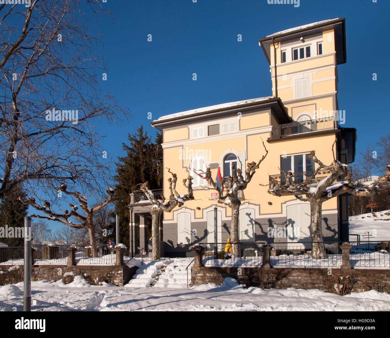 Monte Bré, Switzerland - February 22. 2015: Winter landscape from Monte ...