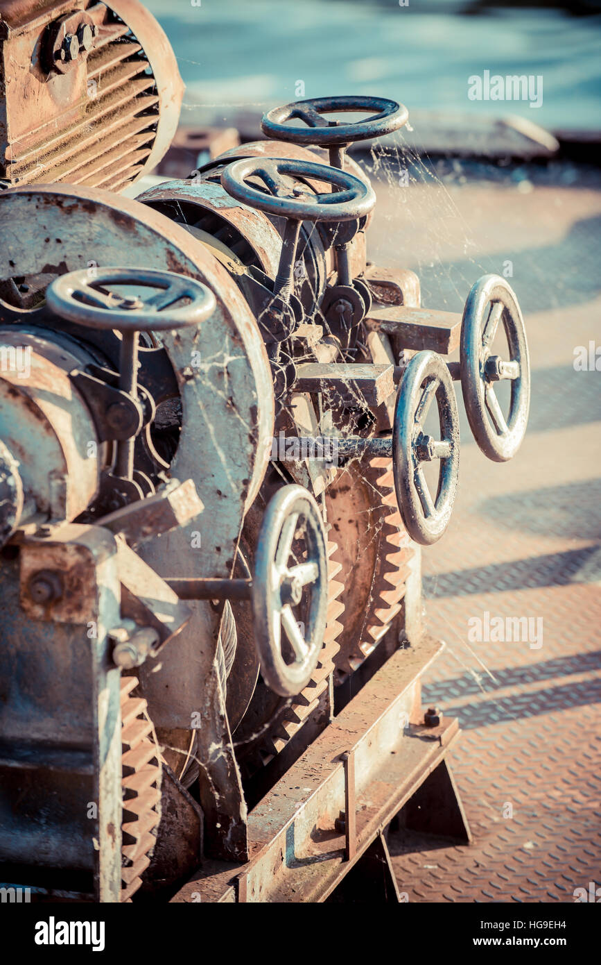 machine in the workplace, old mechanical power Stock Photo - Alamy