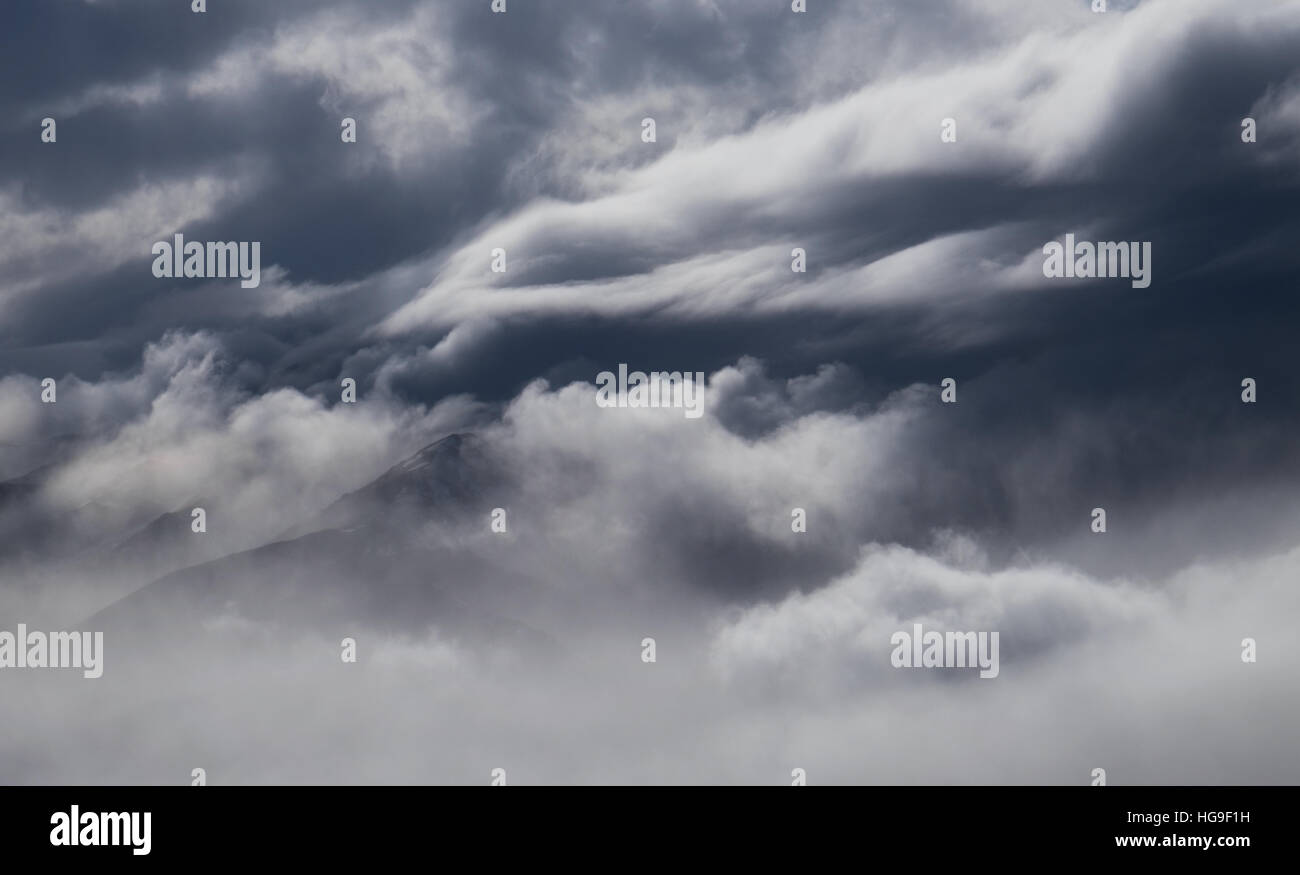 Cloudy weather in mountains, cloudy and fog Stock Photo - Alamy