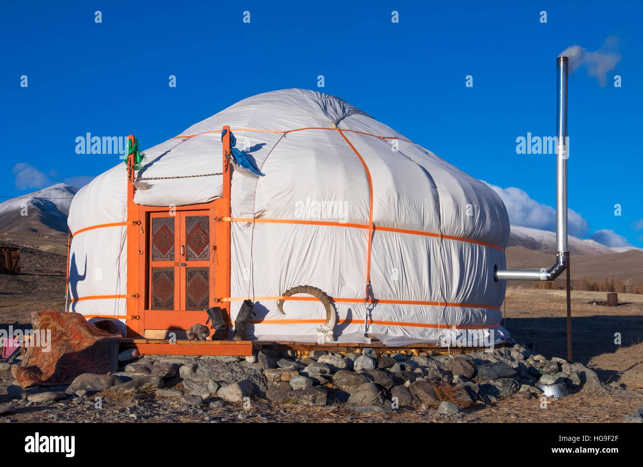yurt traditional house of Turks and Mongols in the steppes of Central ...