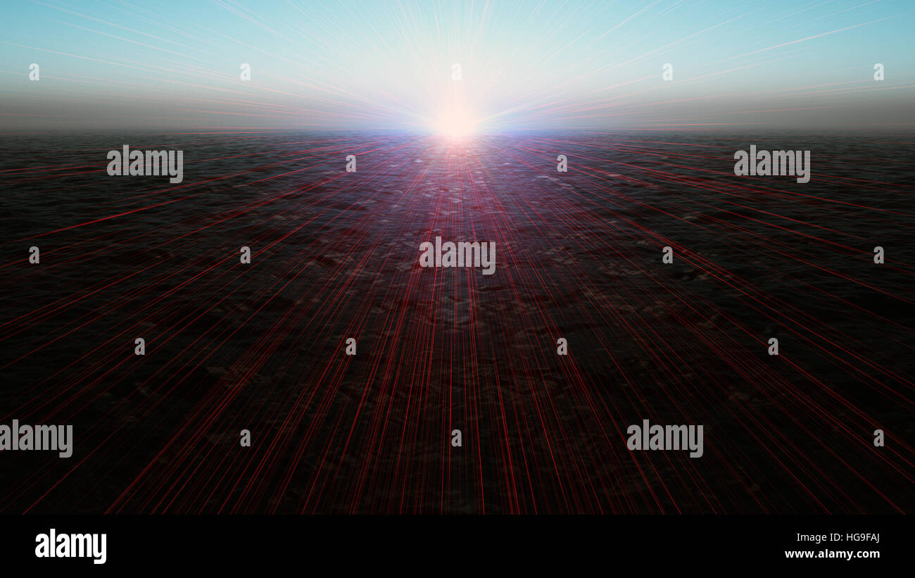 Magical ocean waves illustration with lights Stock Photo - Alamy