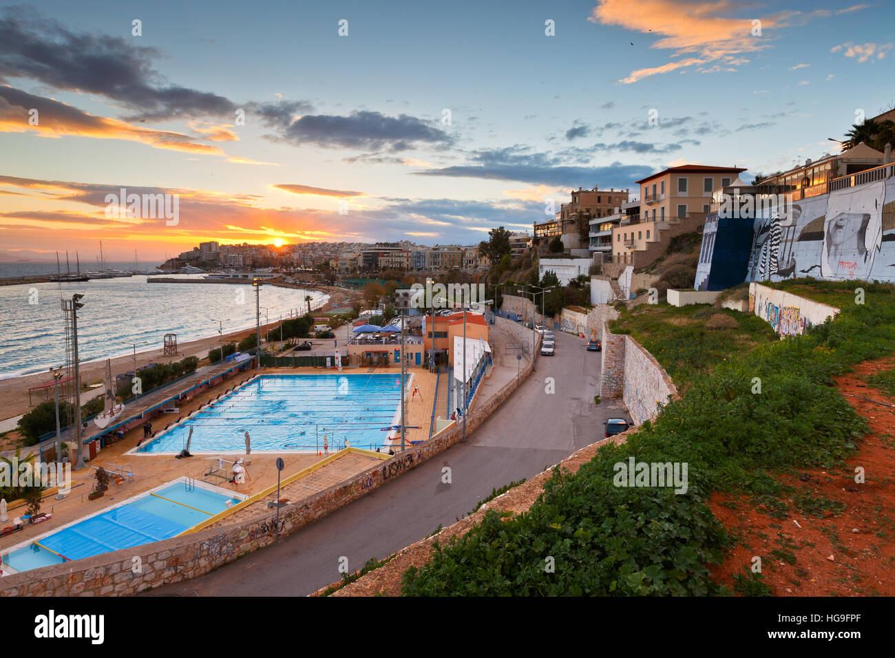 View of the municipal swimming pool in Piraeus, Athens Stock Photo - Alamy