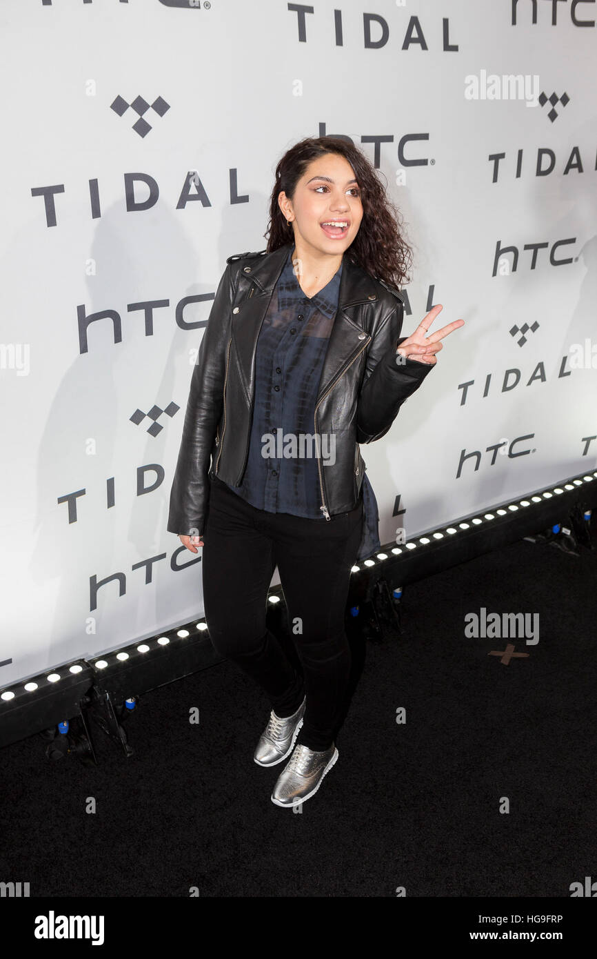 Singer Alessia Cara arrives at the Barclays Center to perform at the ...