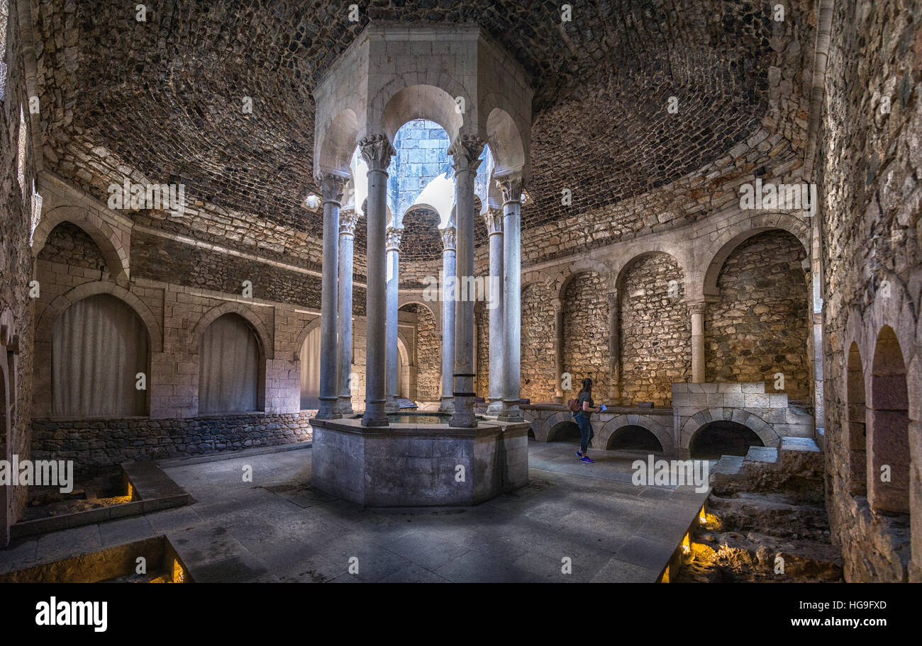 Interior view of the Arab Baths (Banys Arabs), Girona, Catalonia, Spain ...